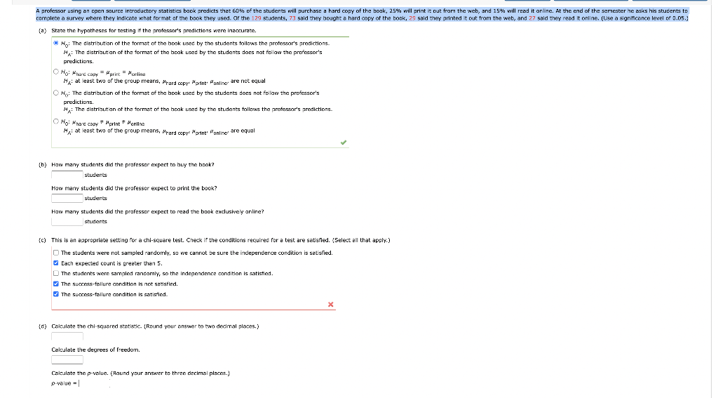 H0 : The distribution of the tormet of the book used | Chegg.com
