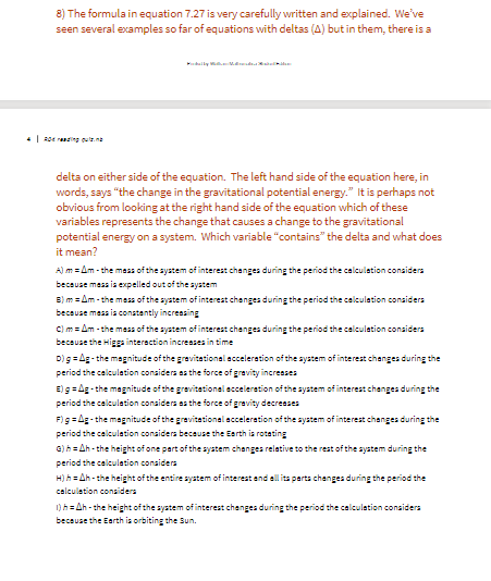 Solved 3) In the formula given for the calculation of work, | Chegg.com