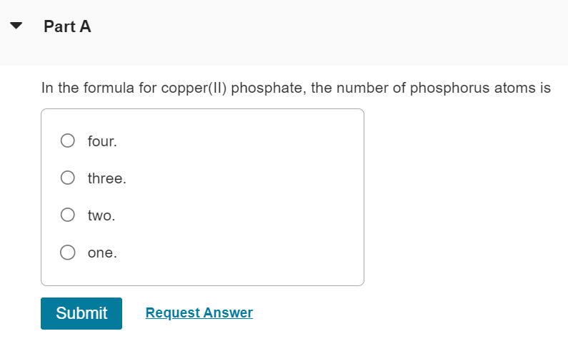 Solved In the formula for copper(II) phosphate, the number | Chegg.com
