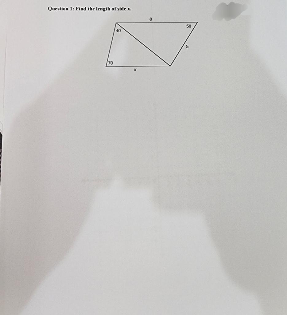 Solved Question 1: Find the length of side x. | Chegg.com