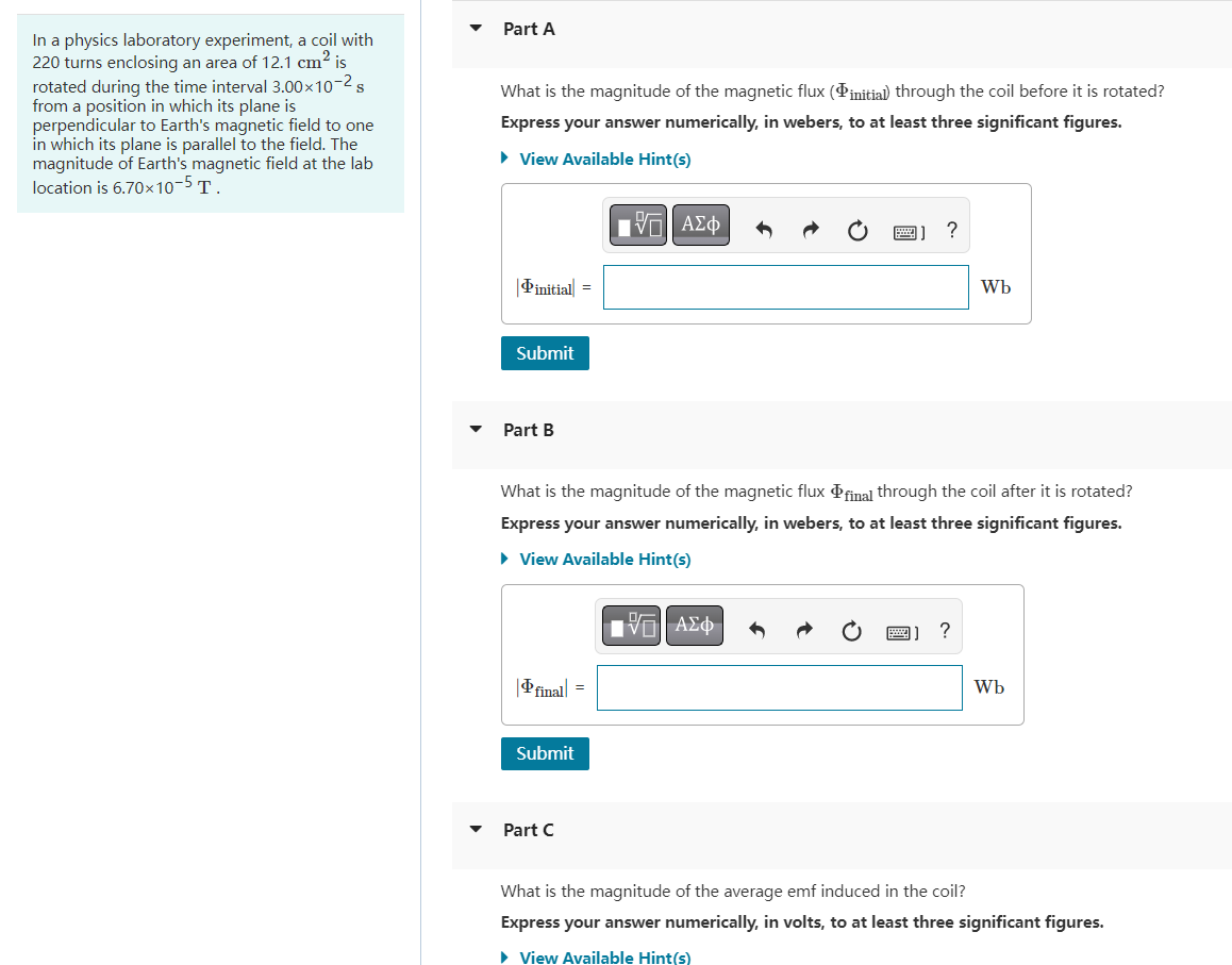 Solved In a physics laboratory experiment, a coil with Part | Chegg.com