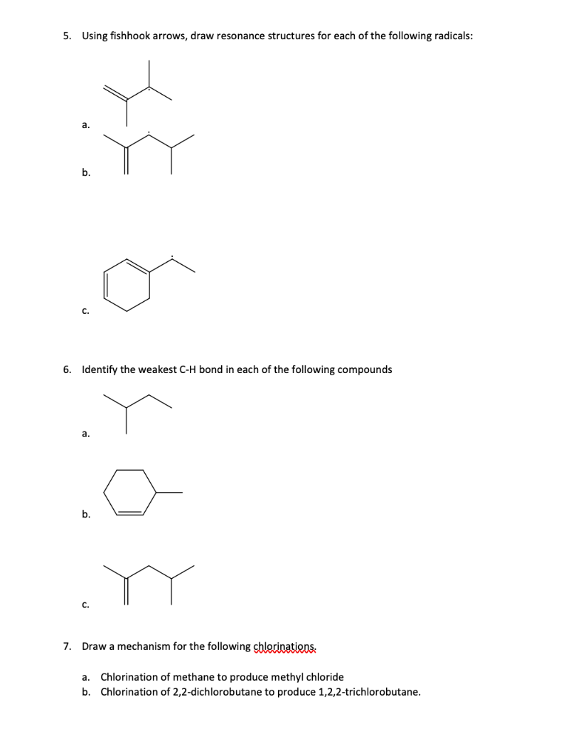 Solved 5. Using fishhook arrows, draw resonance structures | Chegg.com
