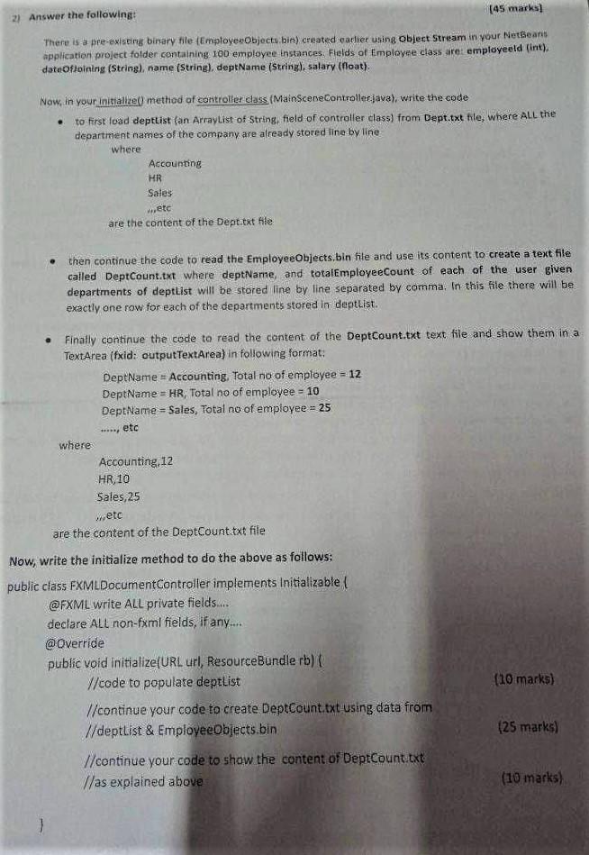 2) Answer the following: [45 marks] There is a | Chegg.com