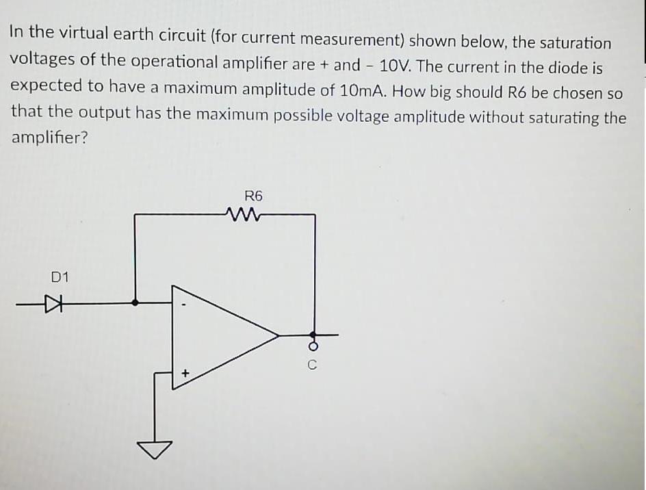 Solved In the virtual earth circuit (for current | Chegg.com