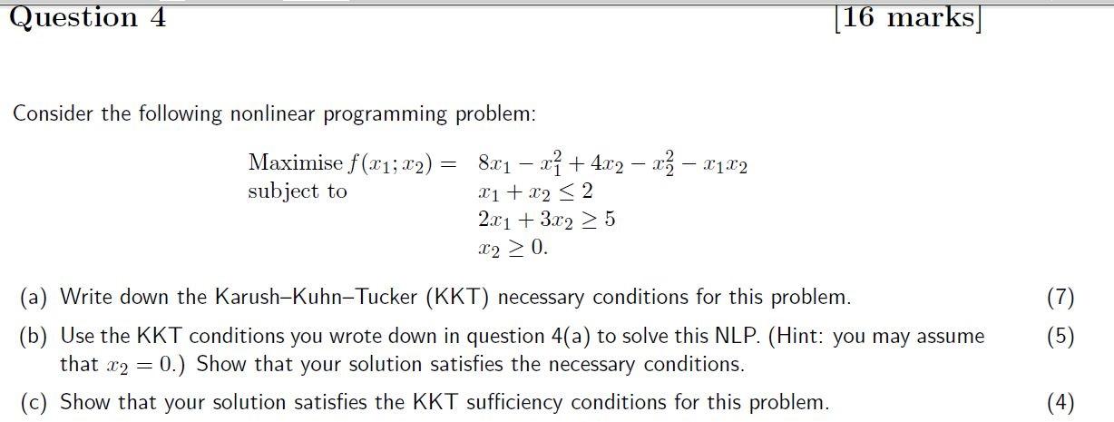 Solved Nonlinear Mathematical Programming I HAVE MANAGED TO | Chegg.com