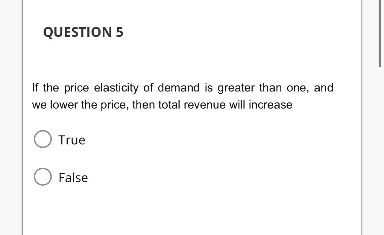 Solved QUESTION 5If the price elasticity of demand is | Chegg.com
