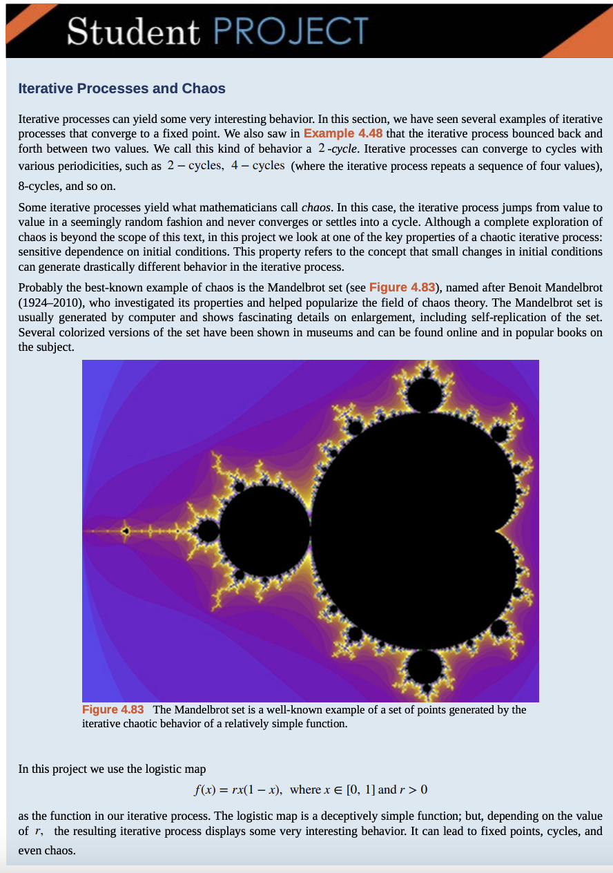 Solved Iterative Processes and Chaos Iterative processes can | Chegg.com