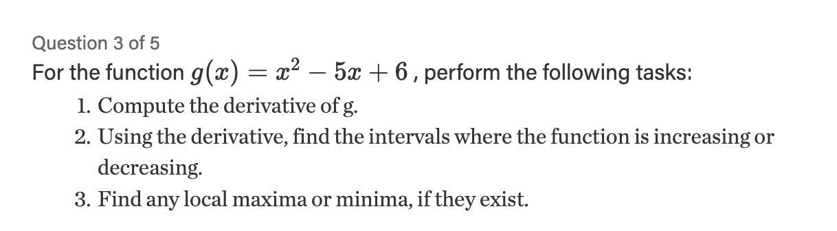 Solved Question 1 of 5 Define a real-valued function of a | Chegg.com