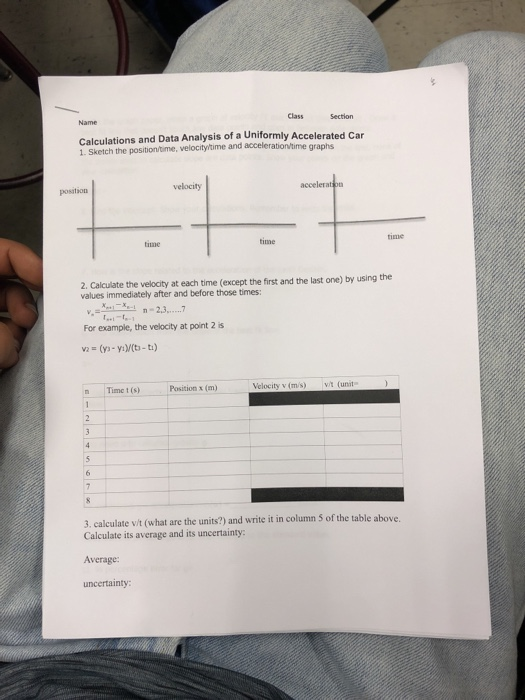 Solved Name Class Section Calculations and Data Analysis of | Chegg.com