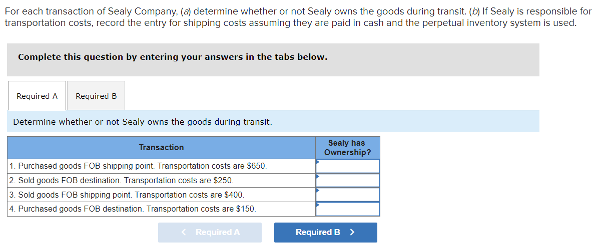 Solved For each transaction of Sealy Company, (a) determine | Chegg.com
