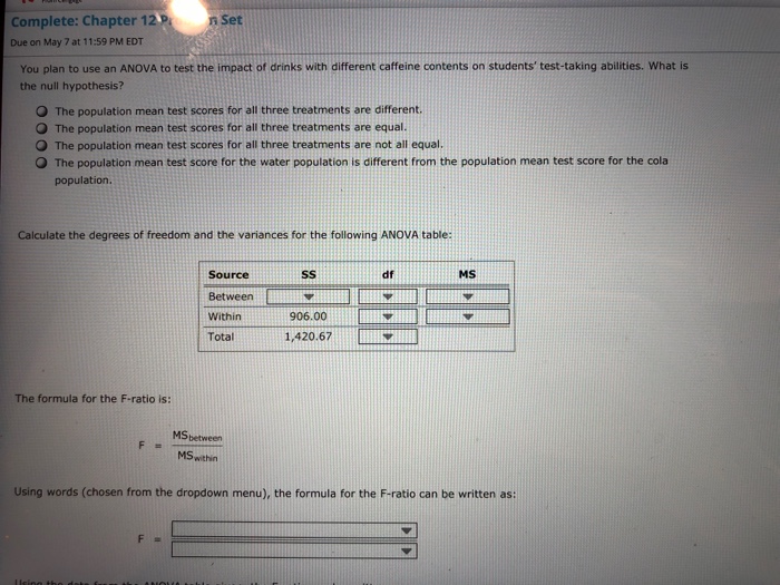 Solved 6 Hypothesis Testing With Anova
