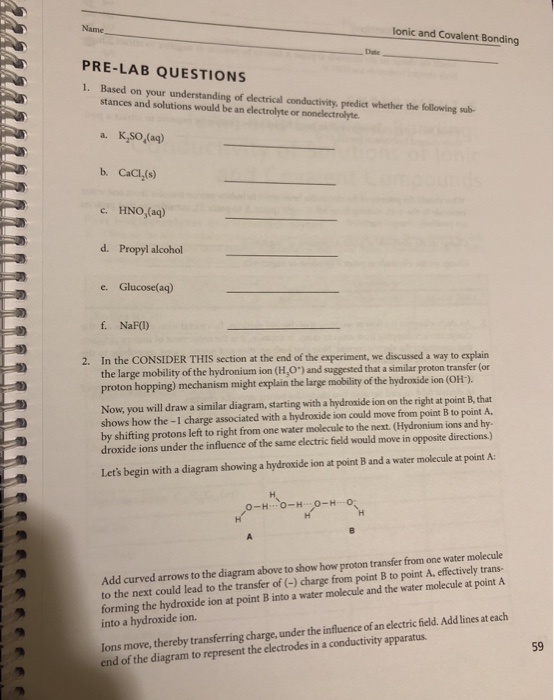Solved Name lonic and Covalent Bonding Date PRE-LAB | Chegg.com