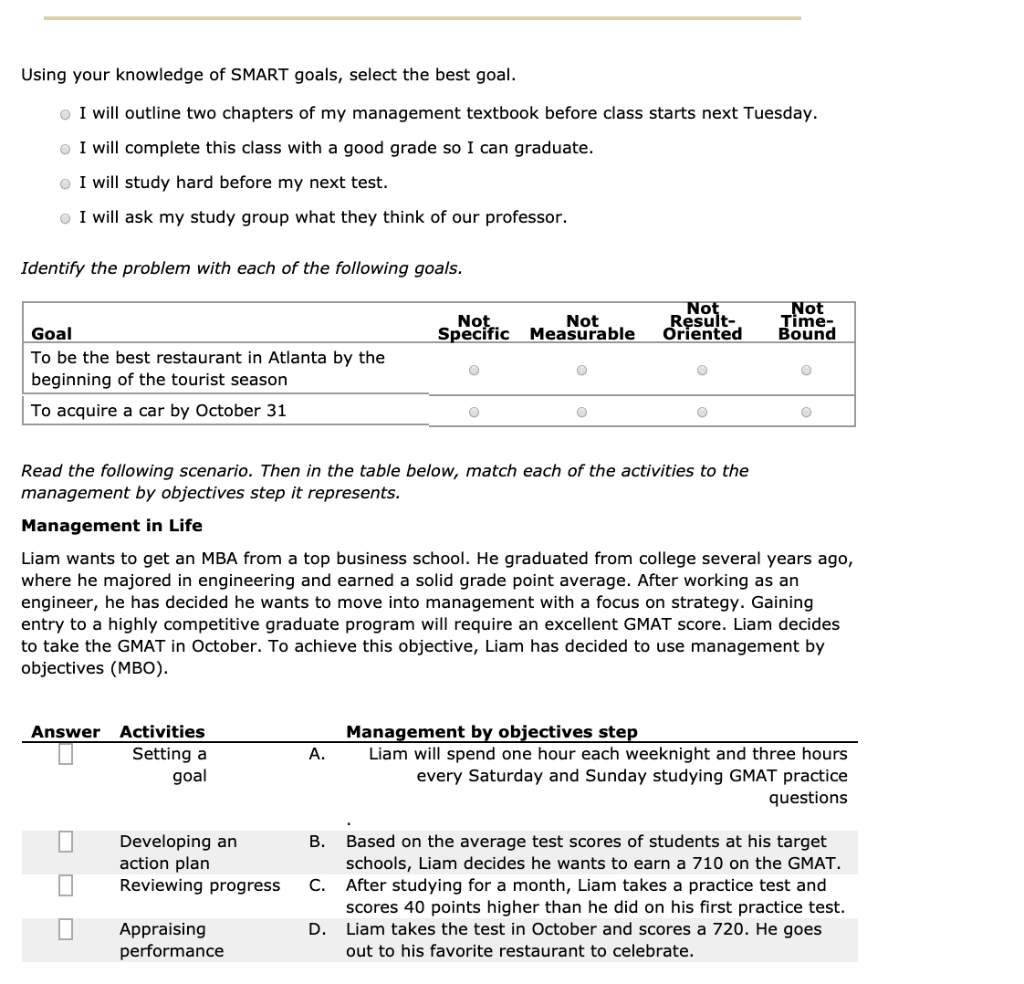 Solved The following diagram shows four levels of goals | Chegg.com