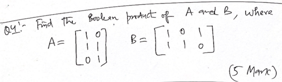 Solved Q4': Find the Boolean protuct of A and B, where | Chegg.com