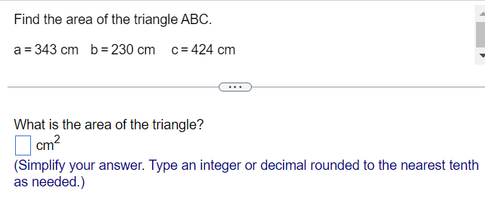 Solved Find the area of the triangle | Chegg.com