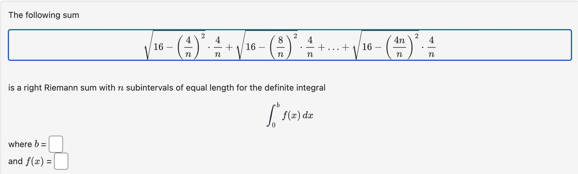 Solved The following sum | Chegg.com