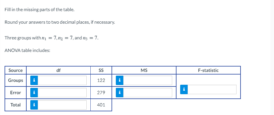 Solved Fill in the missing parts of the table. Round your | Chegg.com