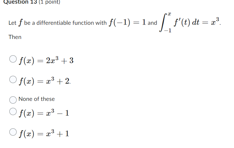 Solved Let f be a differentiable function with f(−1)=1 and | Chegg.com