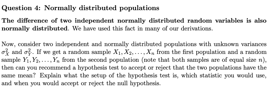 Solved The difference of two independent normally | Chegg.com