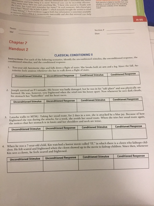 Solved H-53 Name Section Date M# Chapter 7 Handout 1 | Chegg.com