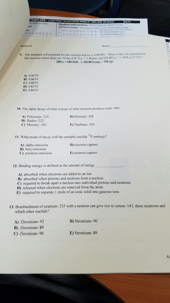 Solved nd darken in ci Student Infor UB Person Number oow | Chegg.com