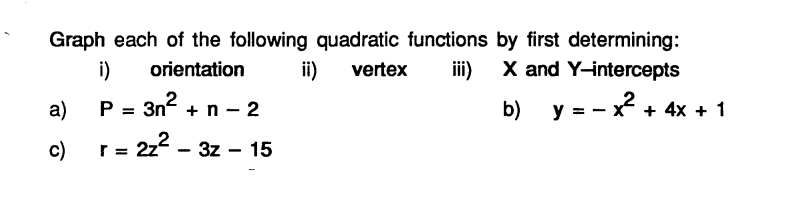 Solved Graph each of the following quadratic functions by | Chegg.com