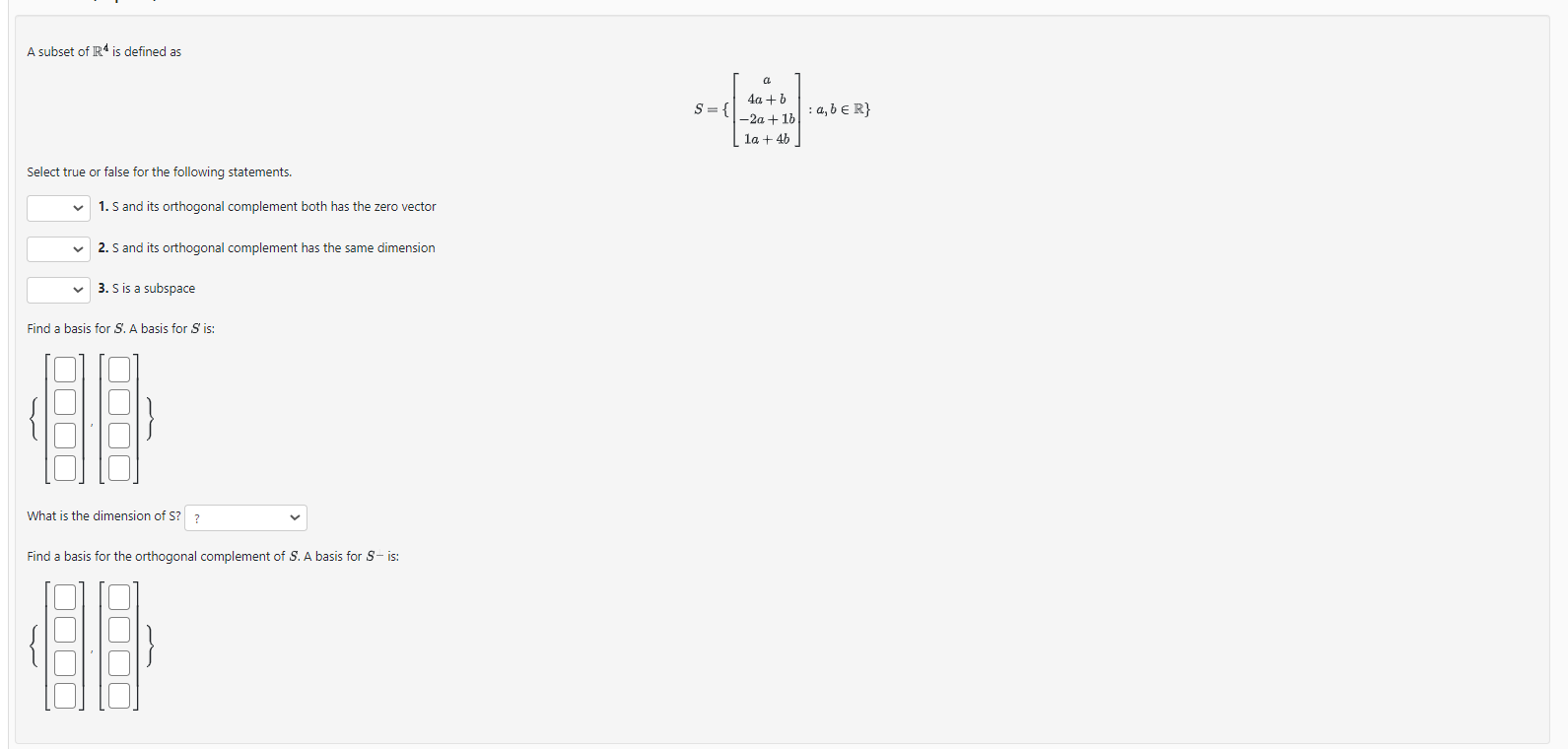 Solved A subset of R4 is defined as | Chegg.com