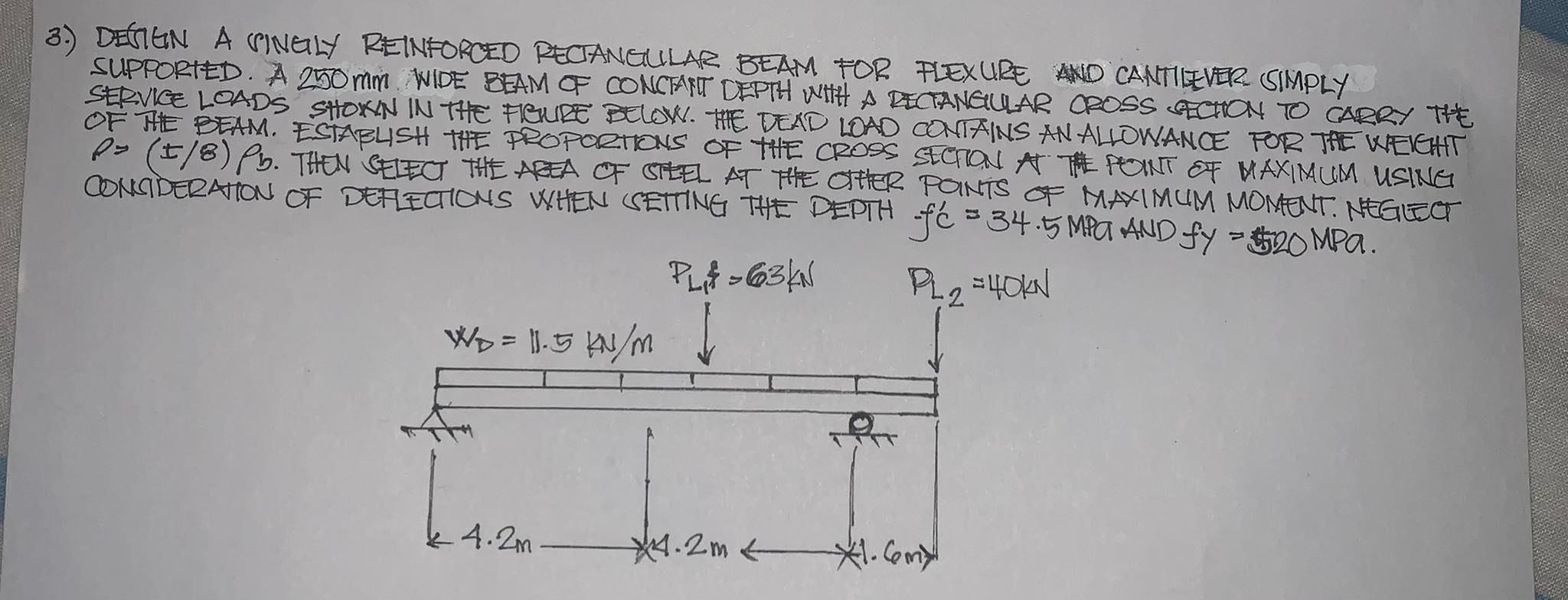 3.) DESIGN A SINGH REINFORCED RECTANGULAR BEAM TOR | Chegg.com