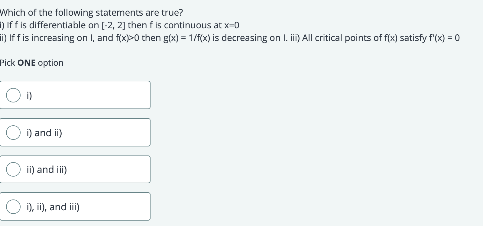 Solved Which of the following statements are true? i) Iff is | Chegg.com