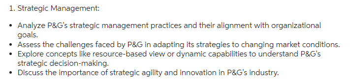 1. Strategic Management: - Analyze P\&G's strategic | Chegg.com