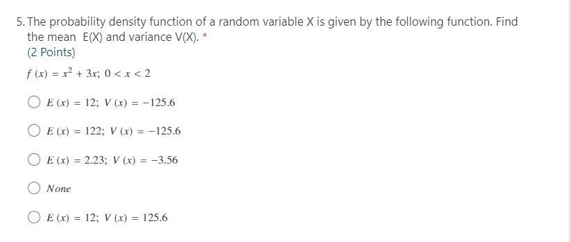 Solved 5. The probability density function of a random | Chegg.com