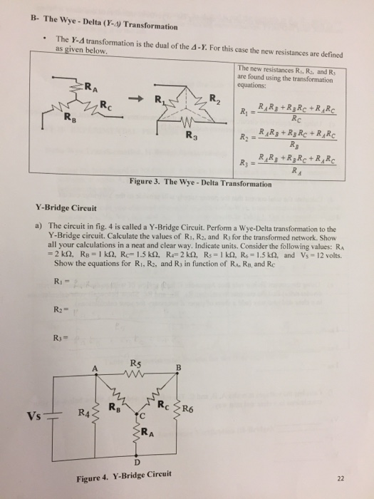 Solved B- The Wye - Delta (Y-4) Transformation The Y-Δ | Chegg.com
