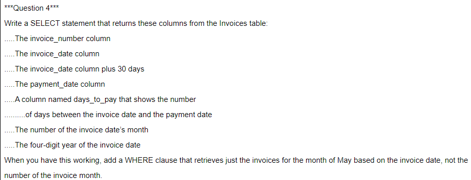 Solved Question 1 Write A Select Statement That 
