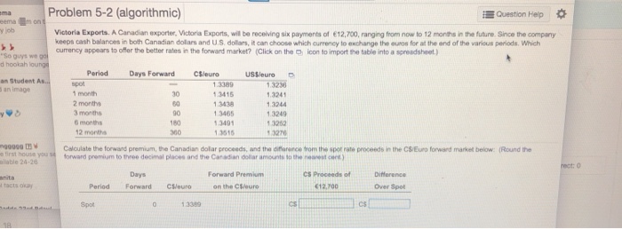 Solved Problem 5-2 (algorithmic) Question Help Victoria | Chegg.com