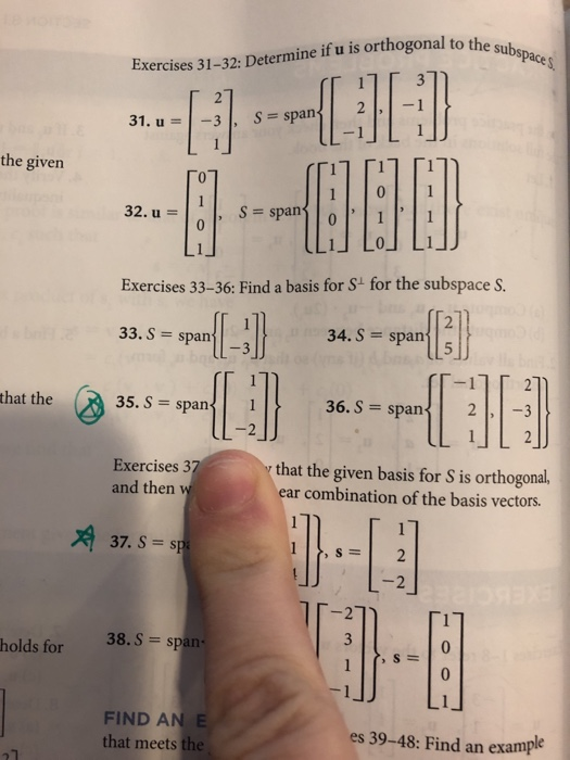 Solved Exercises 31-32: Determine if u is orthogonal to the | Chegg.com