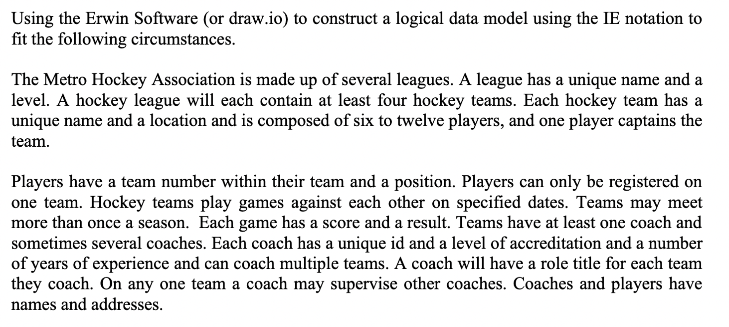 Solved Using the Erwin Software (or draw.io) to construct a | Chegg.com