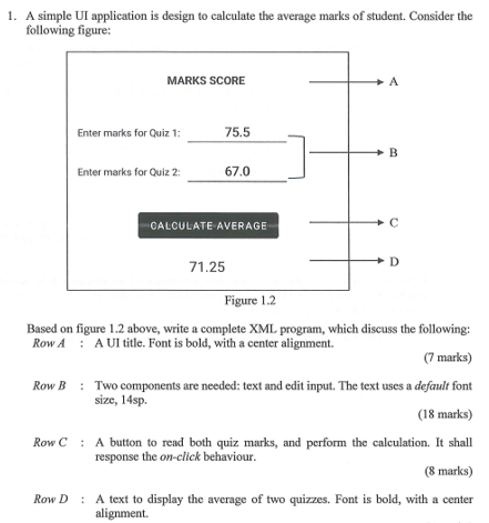 Solved 1. A simple UI application is design to calculate the | Chegg.com