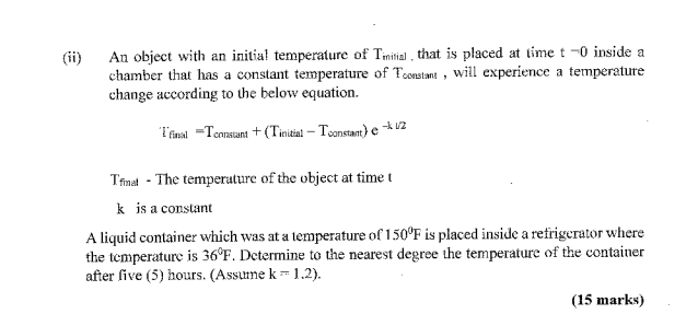 Solved (ii) 11 An object with an initial temperature of | Chegg.com