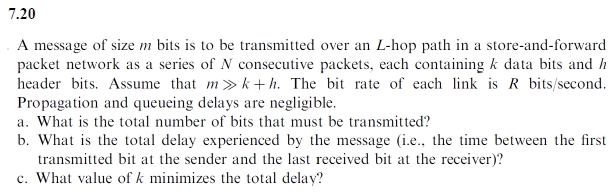 Solved 7.20 A message of size m bits is to be transmitted | Chegg.com