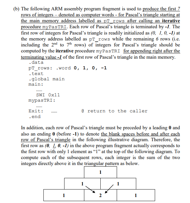 (b) The following ARM assembly program fragment is | Chegg.com