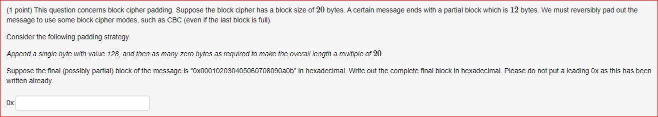 Solved (1 point) This question concerns block cipher | Chegg.com