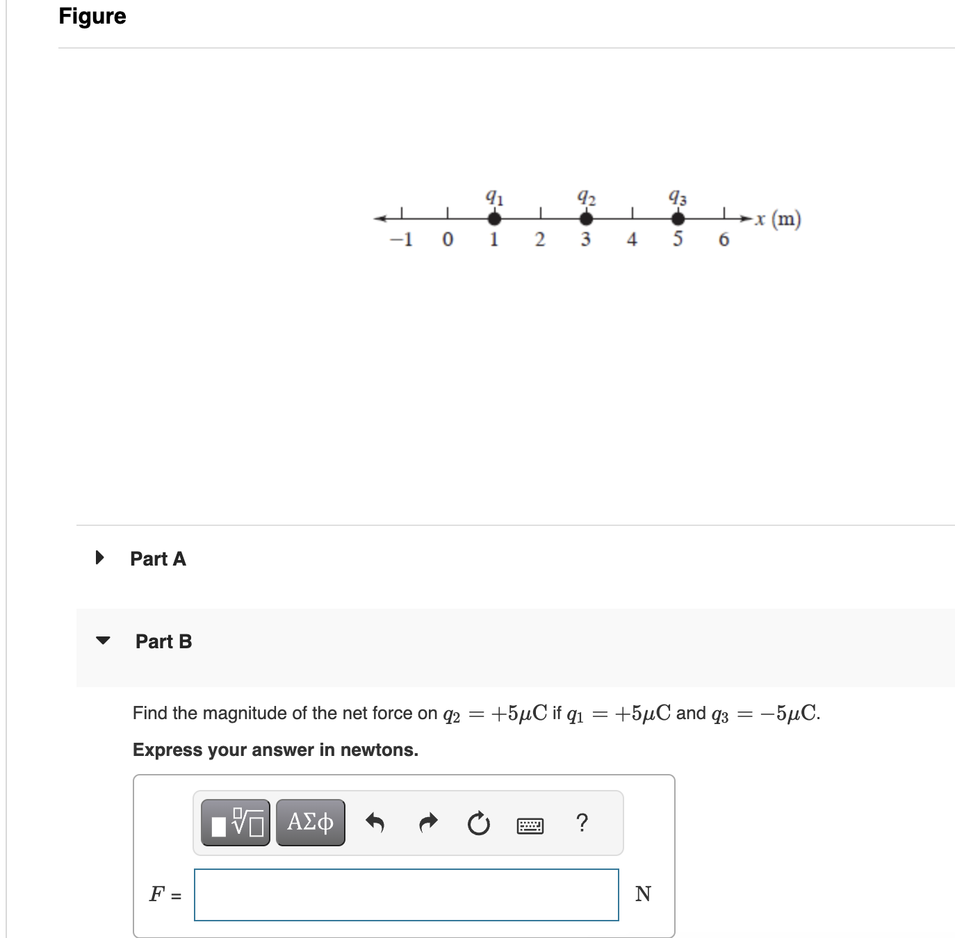Solved Find the magnitude of the net force on q2=+5μC if | Chegg.com