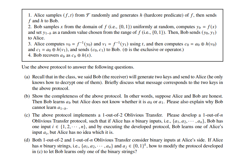 Beef up Oblivious Transfer. First, let us get | Chegg.com