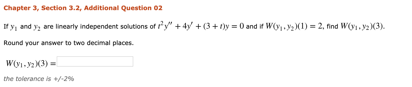 Solved Chapter 3, Section 3.2, Additional Question 02 If y, | Chegg.com