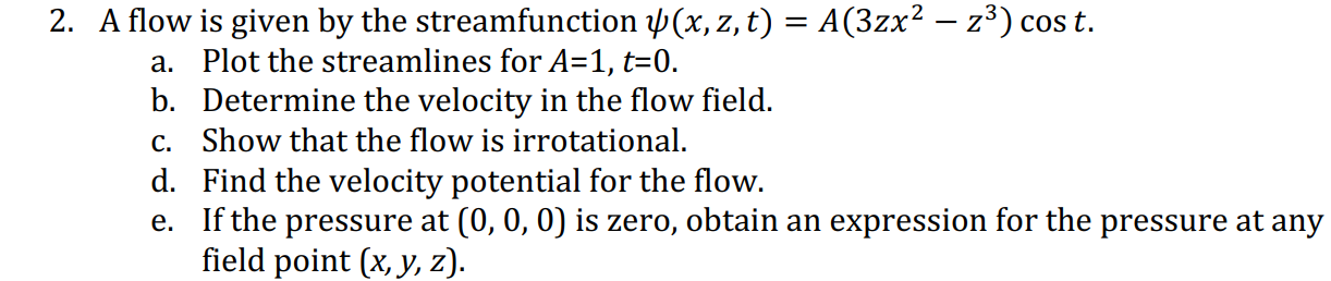 Solved 2. A flow is given by the streamfunction | Chegg.com