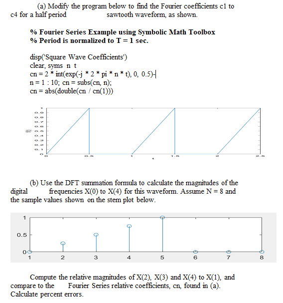 (a) Modify the program below to find the Fourier | Chegg.com