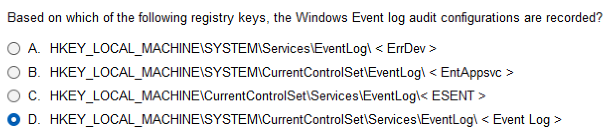 Solved Based on which of the following registry keys, the | Chegg.com