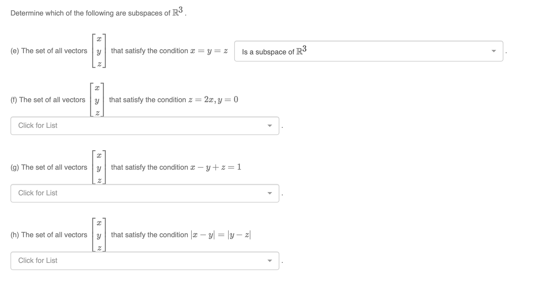 Solved Determine which of the following are subspaces of R2. | Chegg.com