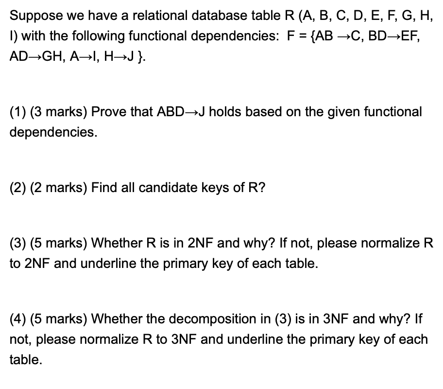 Solved Suppose We Have A Relational Database Table