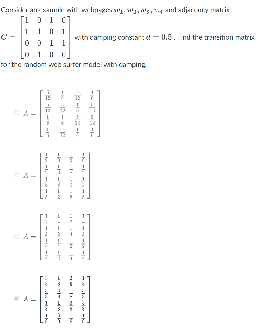 Solved Consider an example with webpages W1, W2, W3, W4 and | Chegg.com